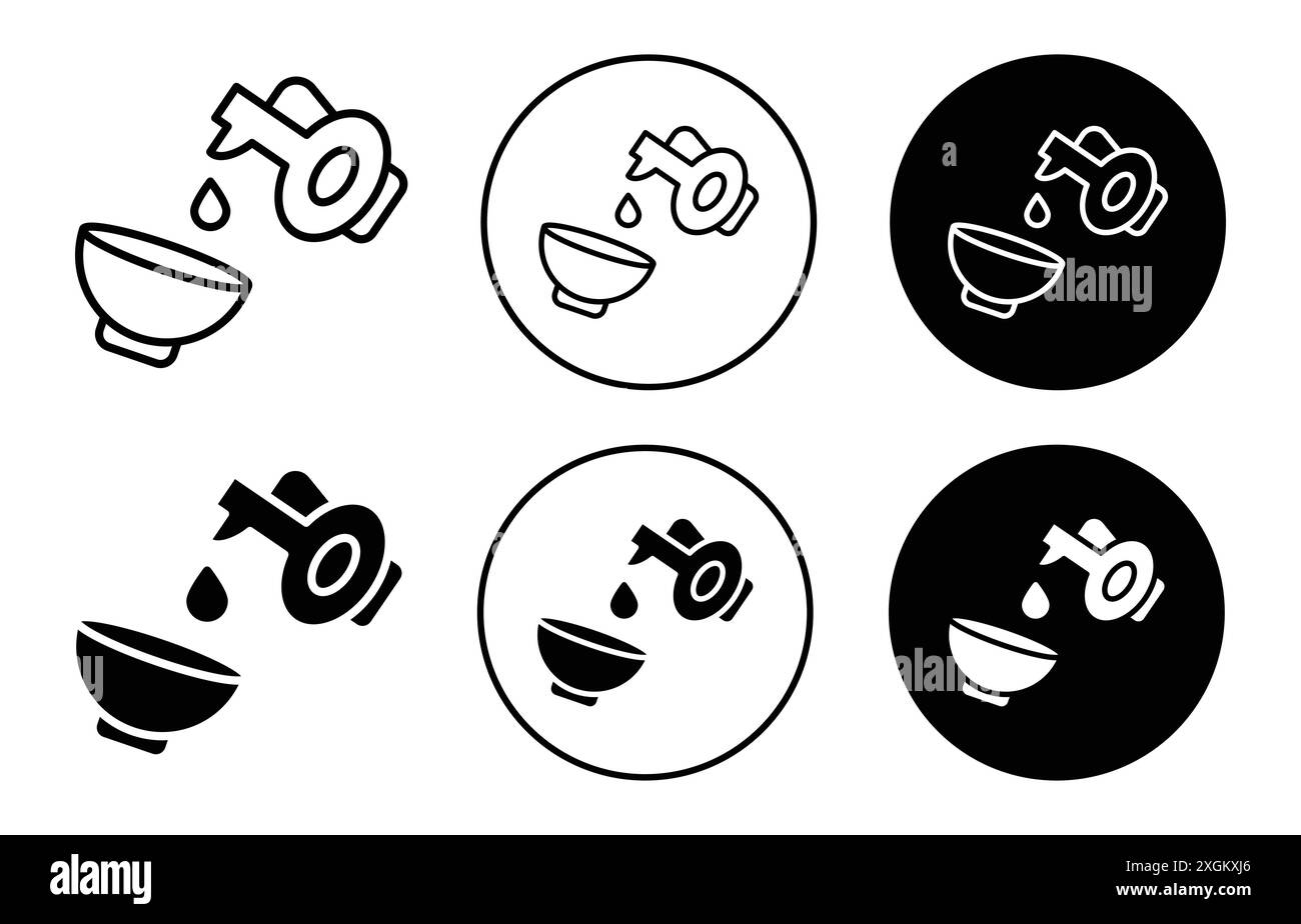 Cooking oil and bowl icon logo sign vector outline in black and white ...
