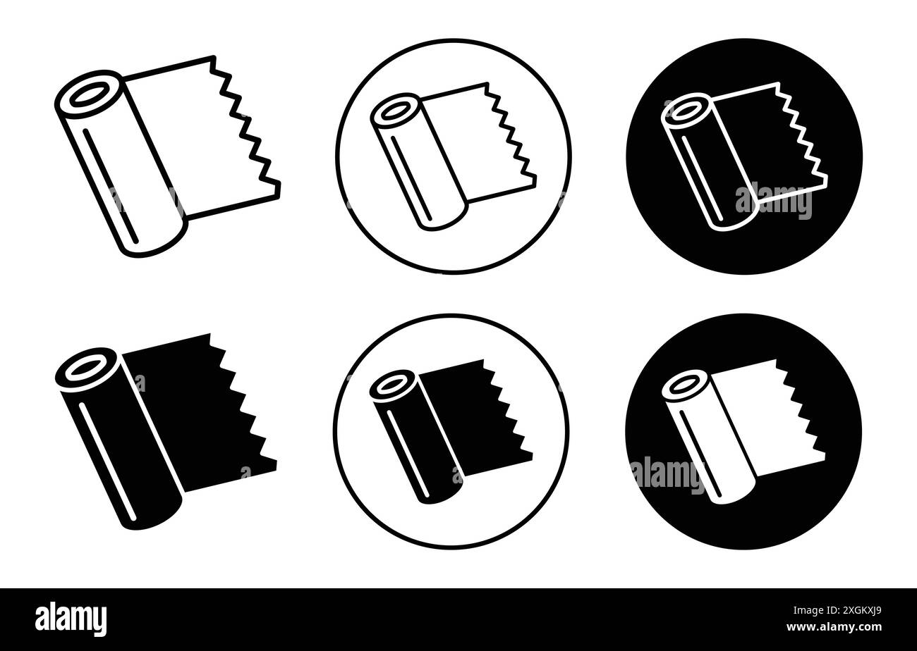 foil roll icon logo sign vector outline in black and white color Stock ...
