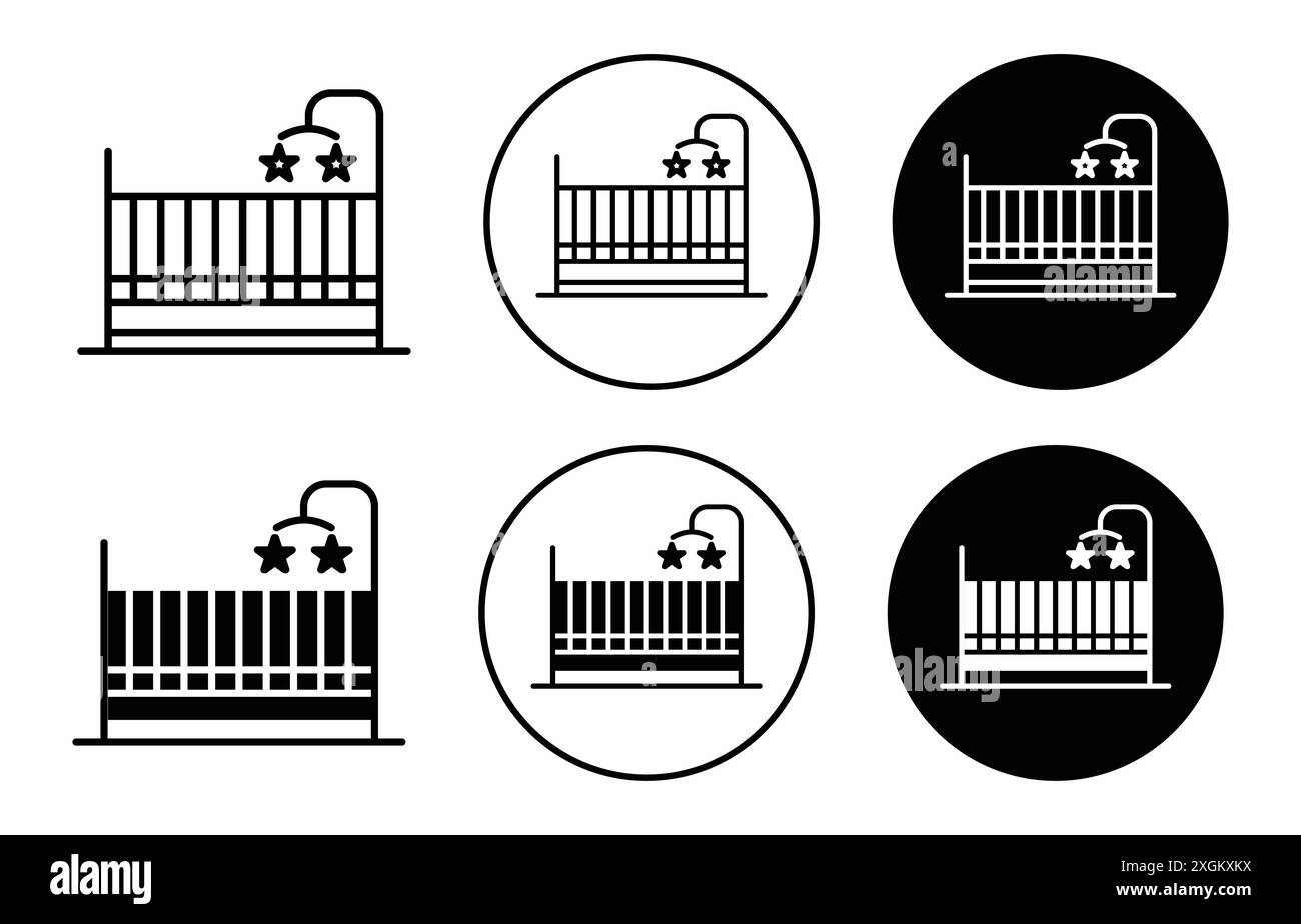 Crib icon logo sign vector outline in black and white color Stock ...
