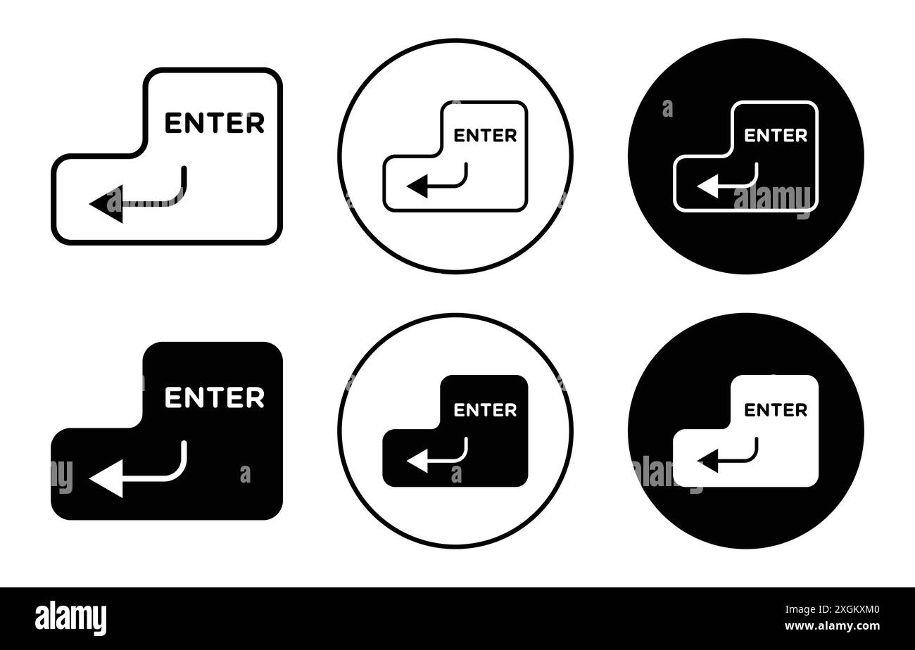 Enter keyboard key icon logo sign vector outline in black and white ...