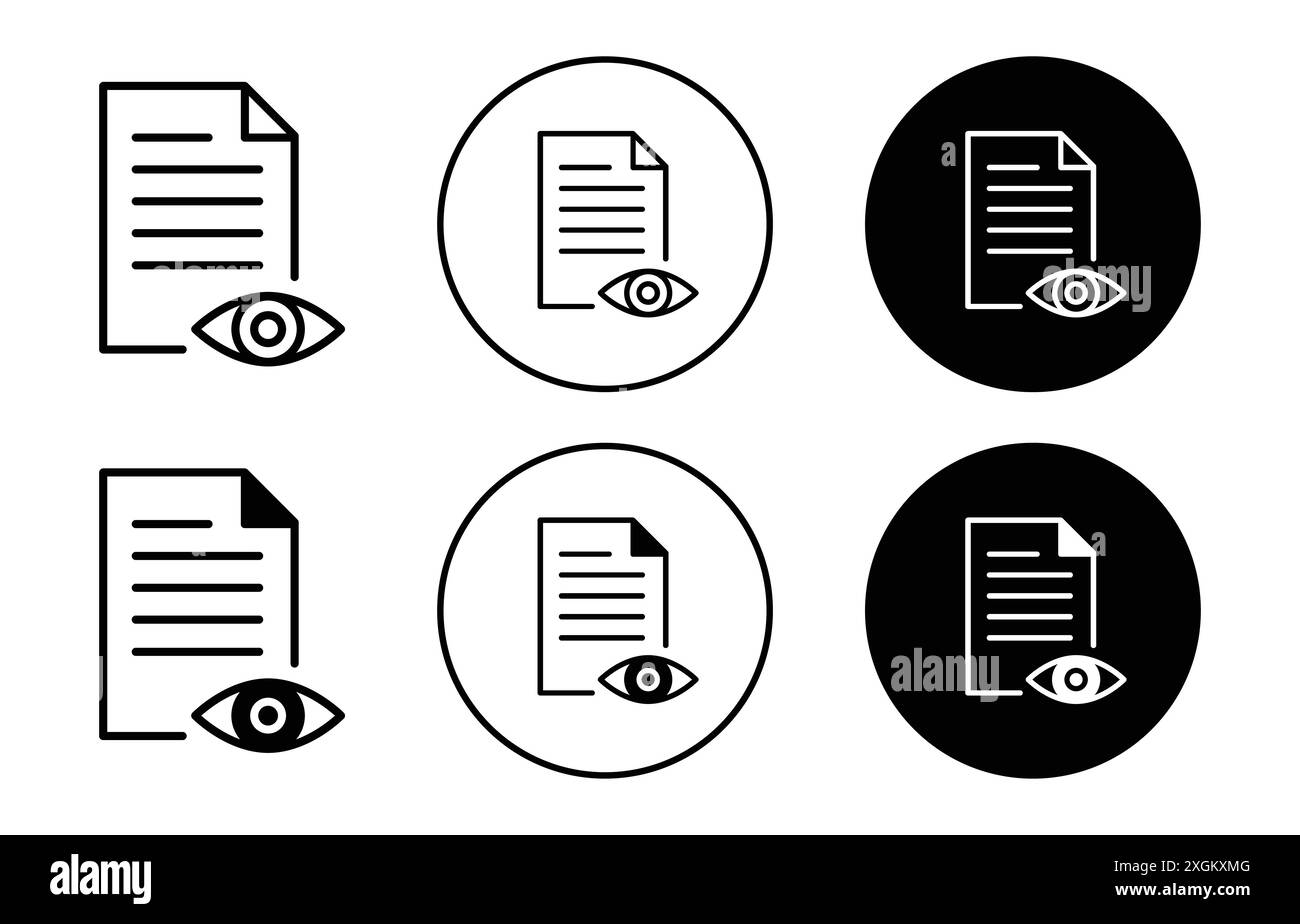 Eye test document icon logo sign vector outline in black and white ...