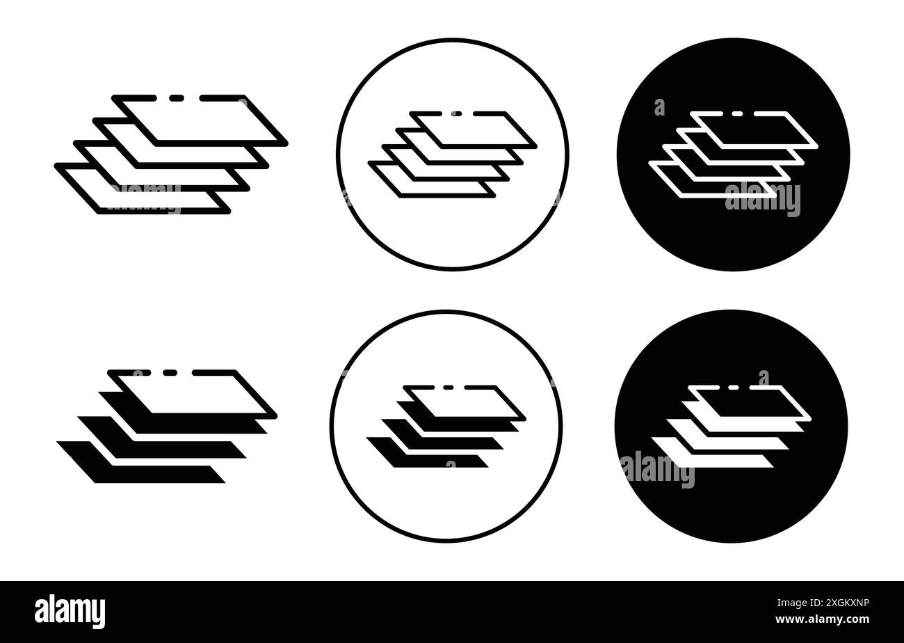 Layers Icon Logo Sign Vector Outline In Black And White Color Stock
