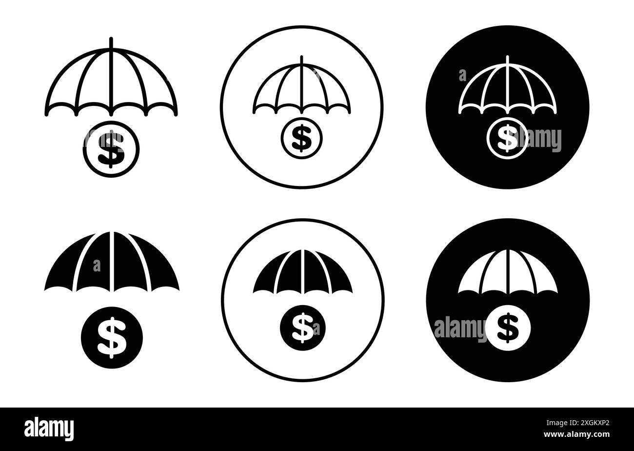 Money Insurance icon logo sign vector outline in black and white color ...