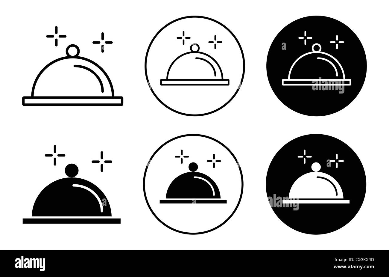 Food platter serving icon logo sign vector outline in black and white ...