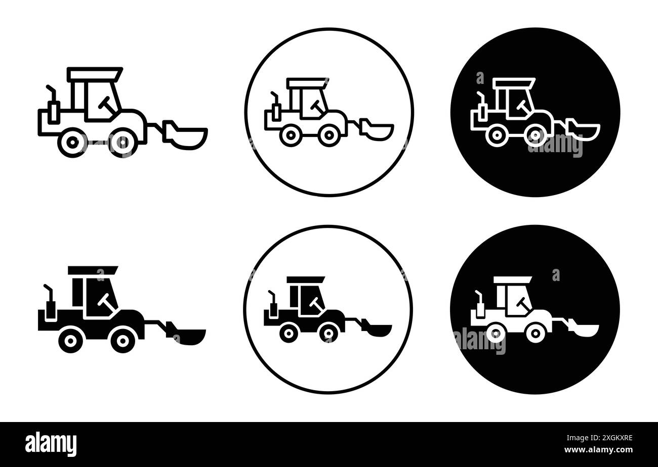 Front Loader truck icon logo sign vector outline in black and white ...