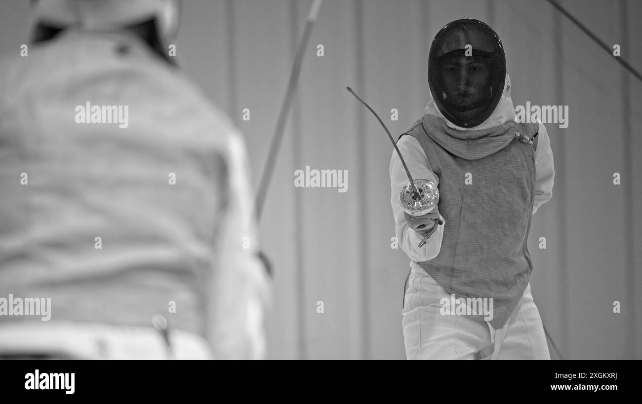 Fencing coach sport Black and White Stock Photos & Images - Alamy