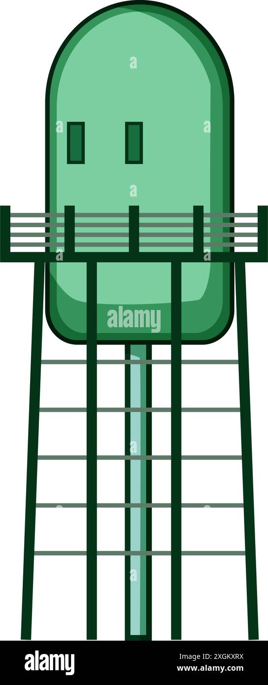 isometric water tower cartoon vector illustration Stock Vector Image ...
