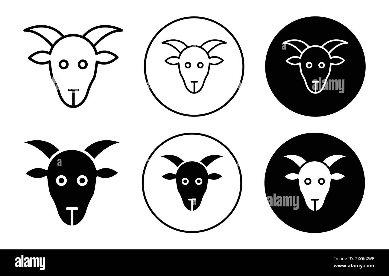 Goat icon logo sign vector outline in black and white color Stock ...