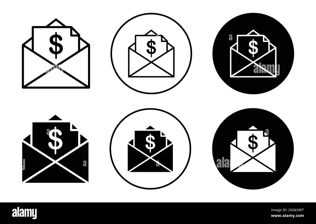Invoice icon logo sign vector outline in black and white color Stock ...