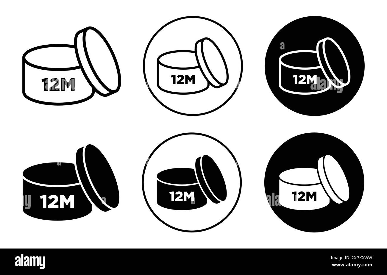 Period after opening 12m Icon logo sign vector outline in black and ...