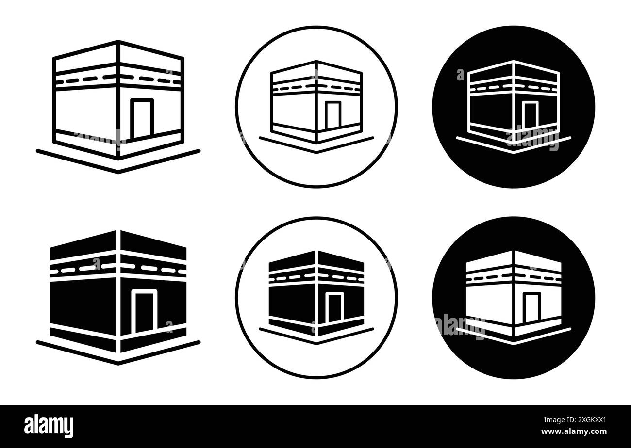 Kaaba icon logo sign vector outline in black and white color Stock ...