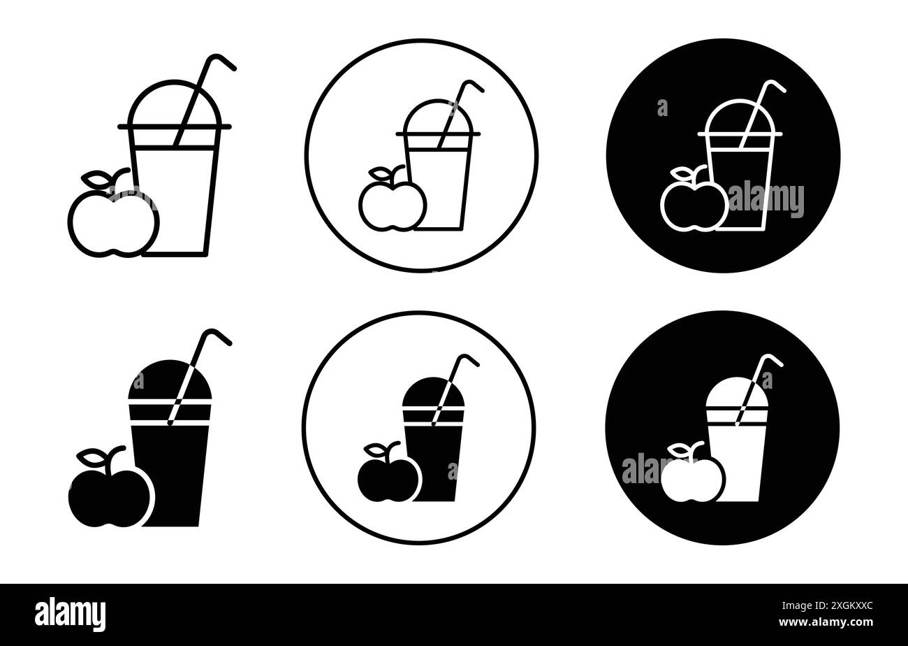Fruit juice icon logo sign vector outline in black and white color ...