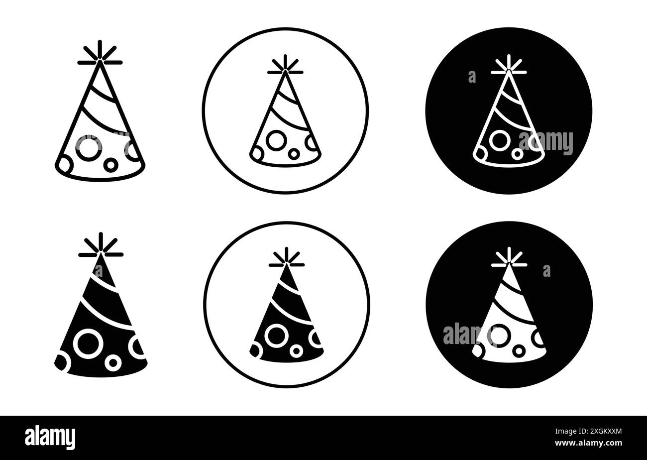 Party hat icon logo sign vector outline in black and white color Stock ...