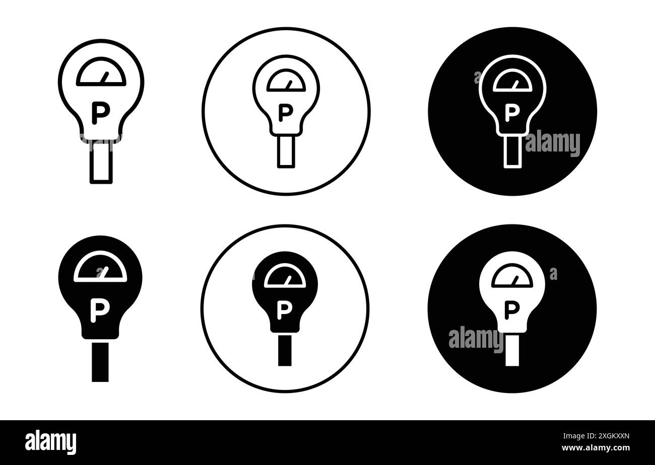 Parking meter icon logo sign vector outline in black and white color ...