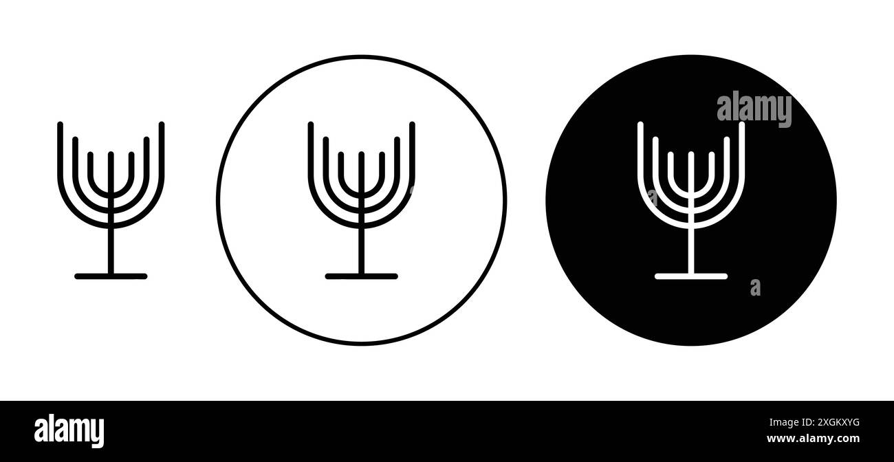 Jewish Candles icon logo sign vector outline in black and white color ...