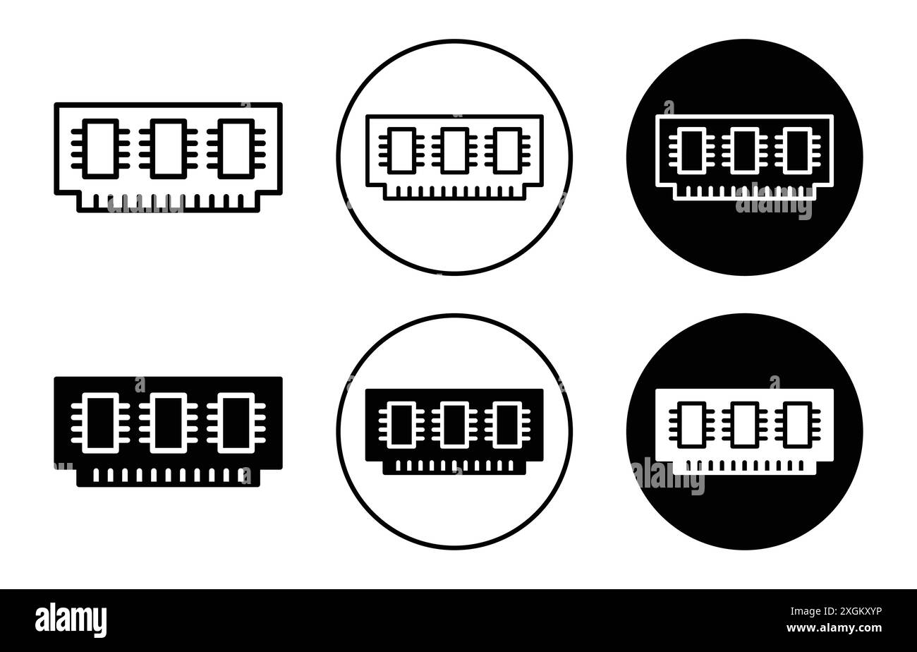 Ram memory icon logo sign vector outline in black and white color Stock ...