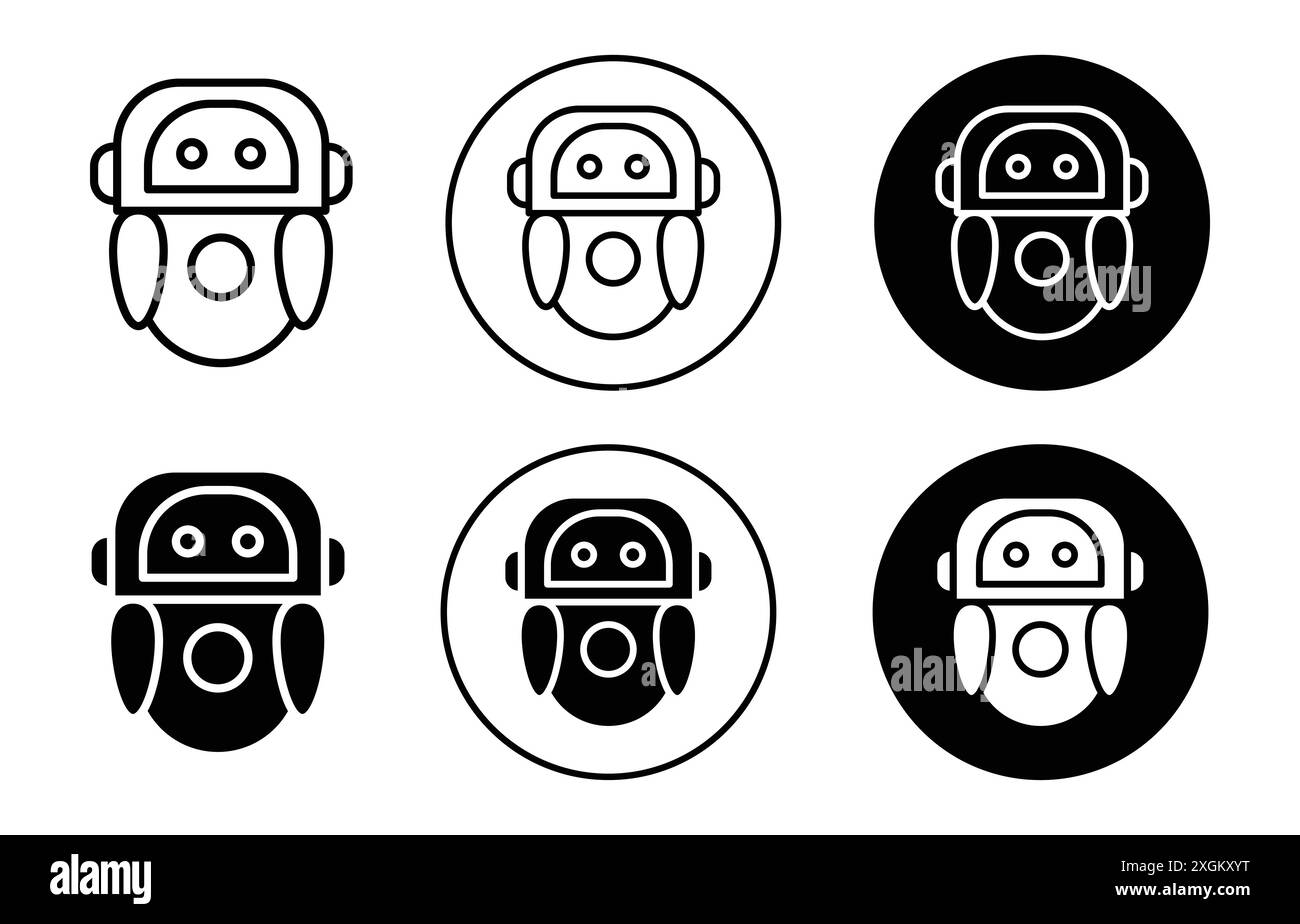 Intelligent tactical bot icon logo sign vector outline in black and ...