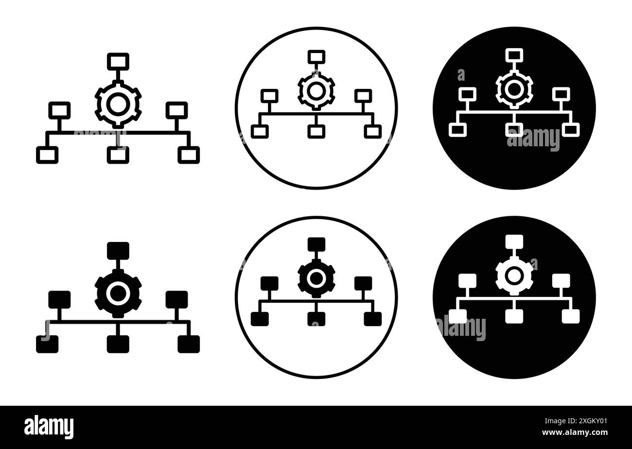 Hierarchical Structure Icon Logo Sign Vector Outline In Black And White Color Stock Vector Image