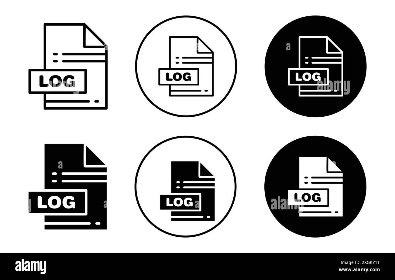 log file icon logo sign vector outline in black and white color Stock ...