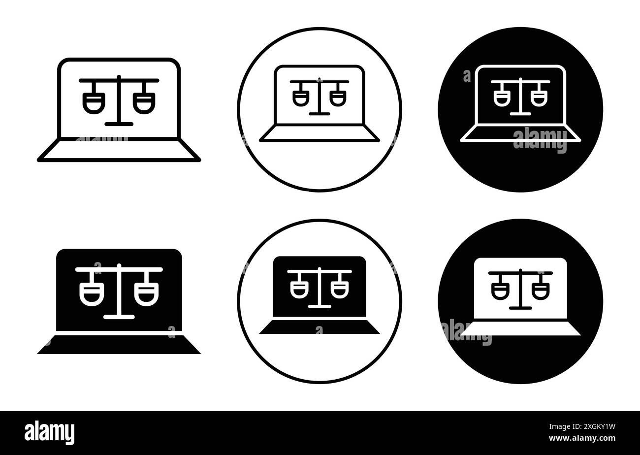 Online court icon logo sign vector outline in black and white color ...