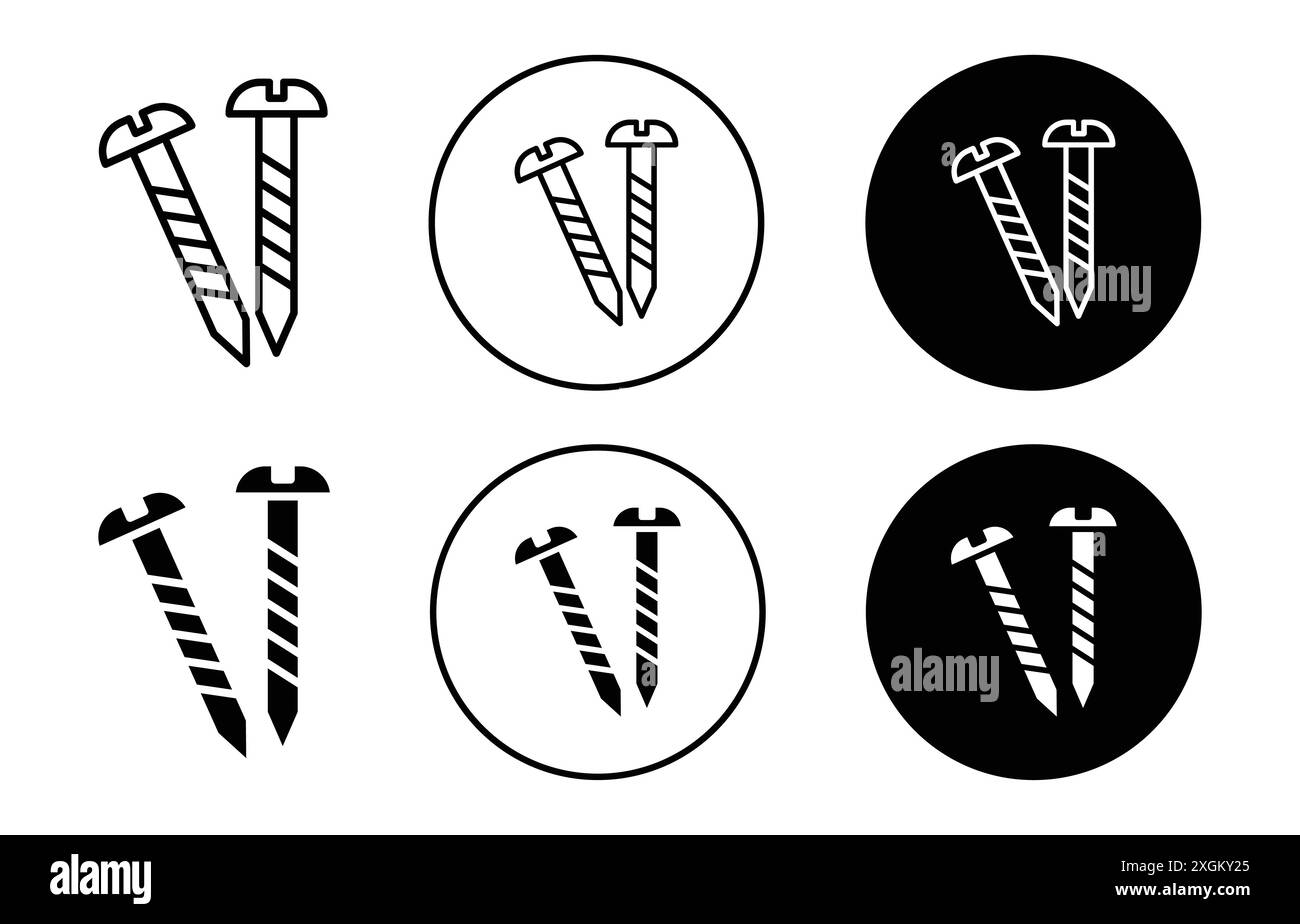Screws icon logo sign vector outline in black and white color Stock ...