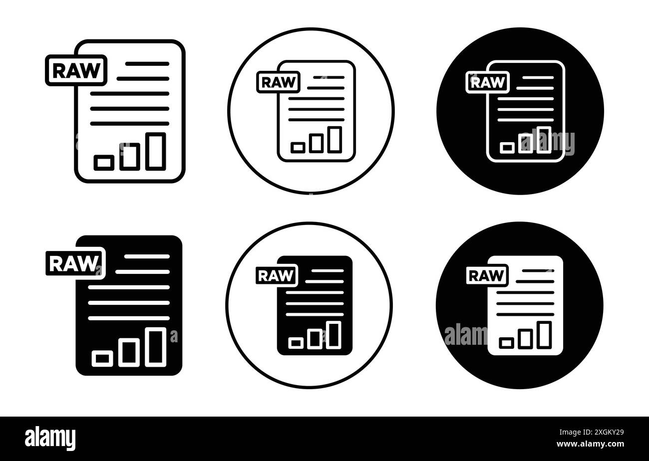 Raw data icon logo sign vector outline in black and white color Stock ...