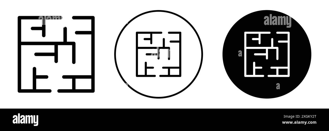 Maze icon logo sign vector outline in black and white color Stock ...