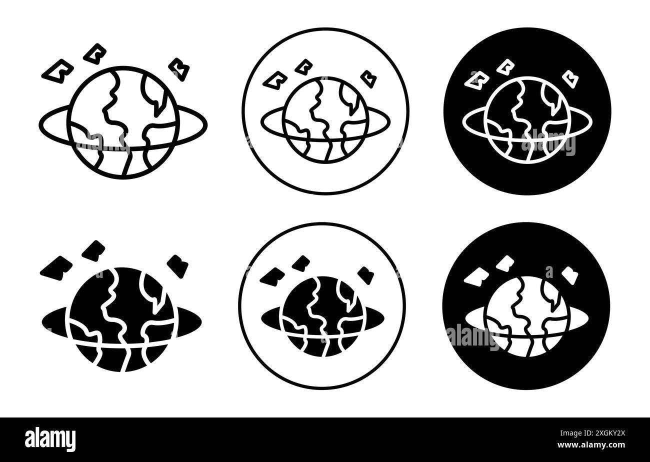 Space junk icon logo sign vector outline in black and white color Stock ...
