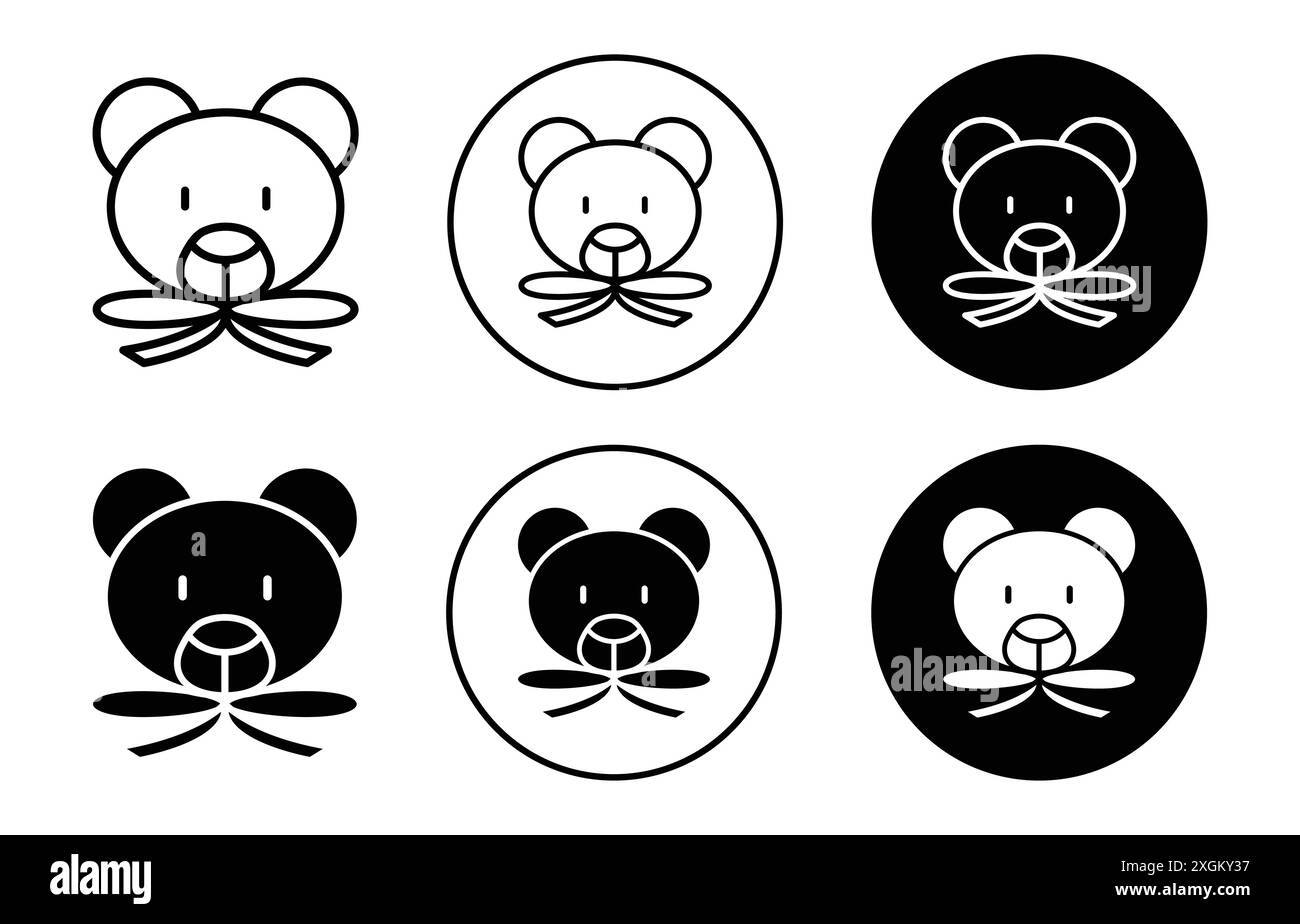 Soft toy icon logo sign vector outline in black and white color Stock ...