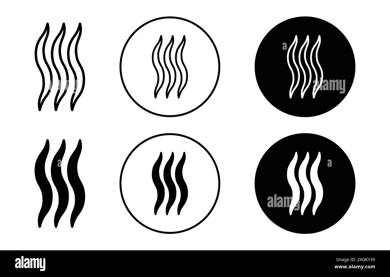 Smoke steam silhouette icon logo sign vector outline in black and white ...