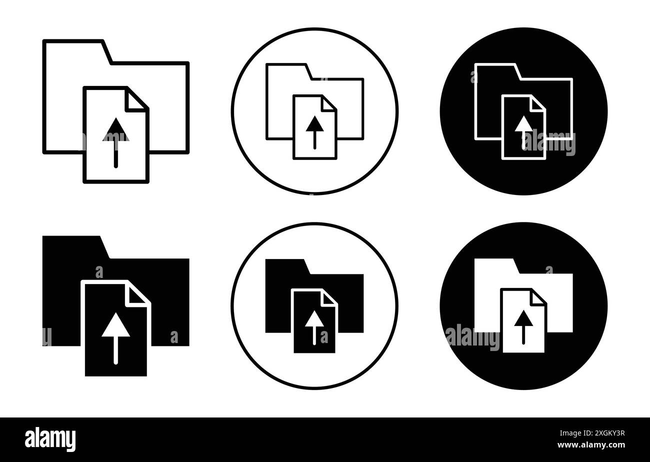 Upload file Icon logo sign vector outline in black and white color Stock Vector Image & Art - Alamy