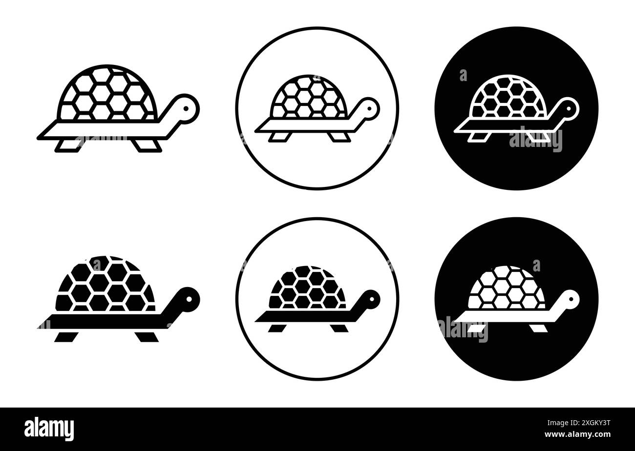 Turtle icon logo sign vector outline in black and white color Stock ...