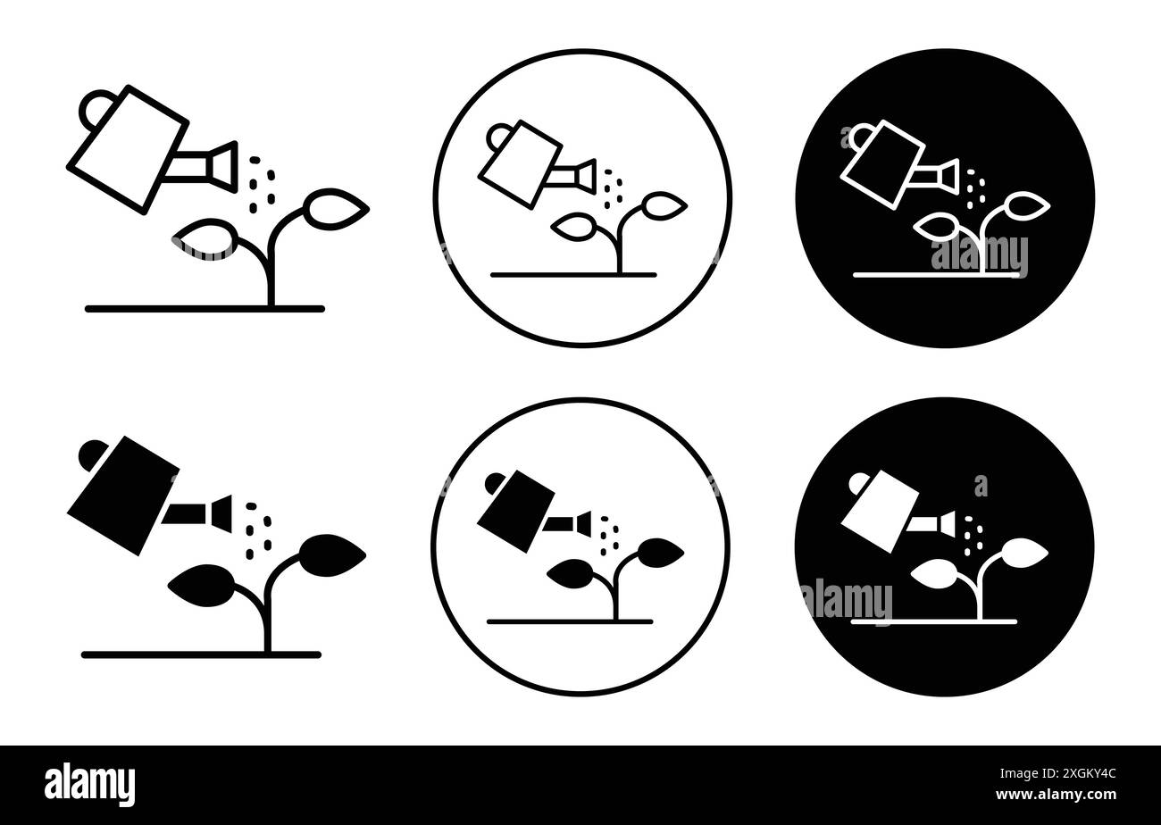 Plant watering can icon logo sign vector outline in black and white ...