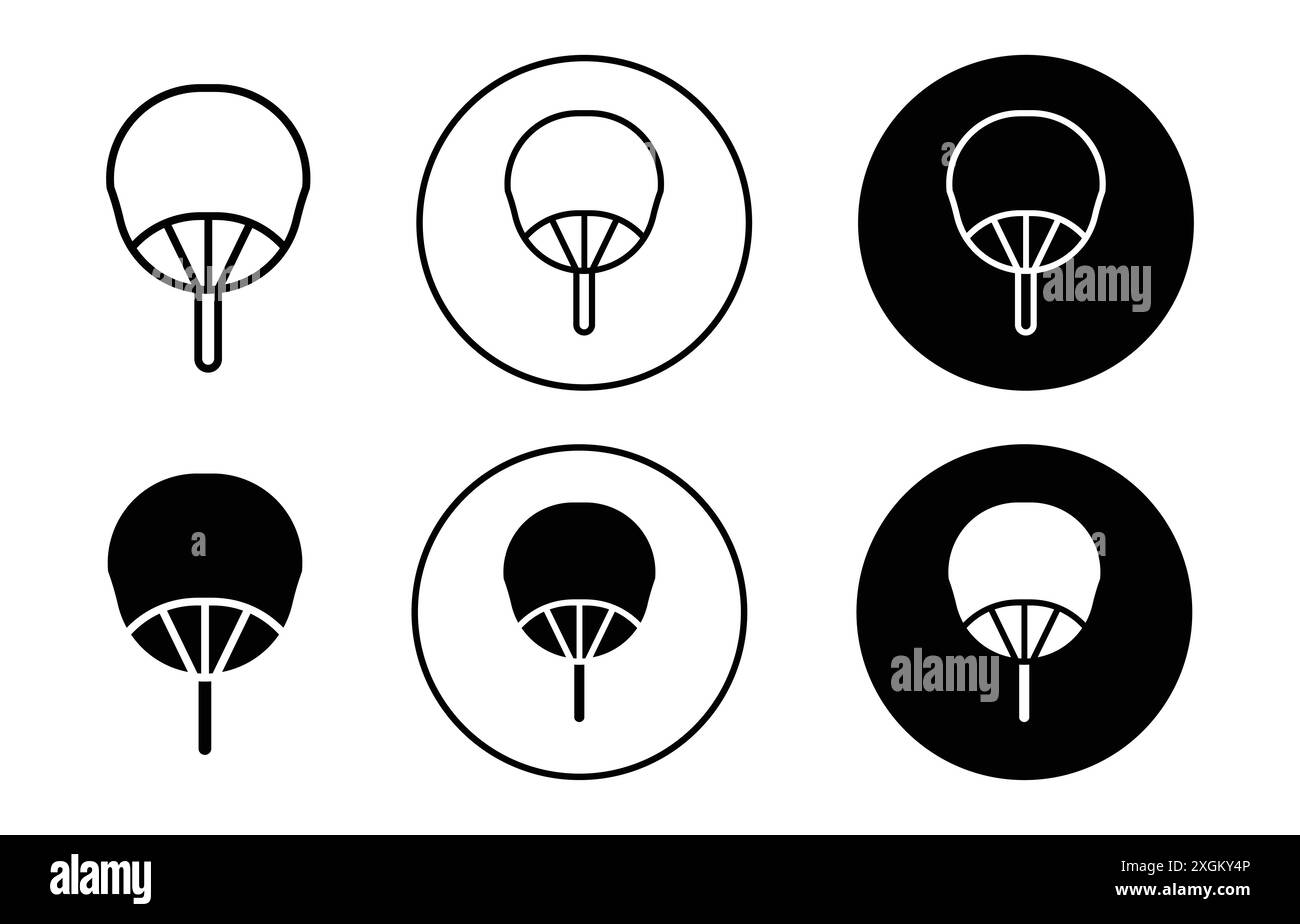 Uchiwa fan icon logo sign vector outline in black and white color Stock ...