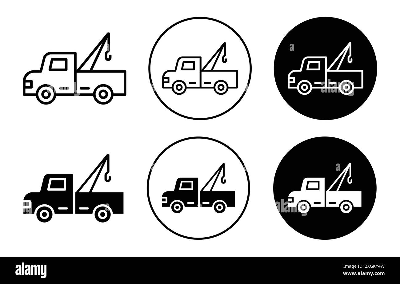 Tow truck icon logo sign vector outline in black and white color Stock Vector Image & Art - Alamy