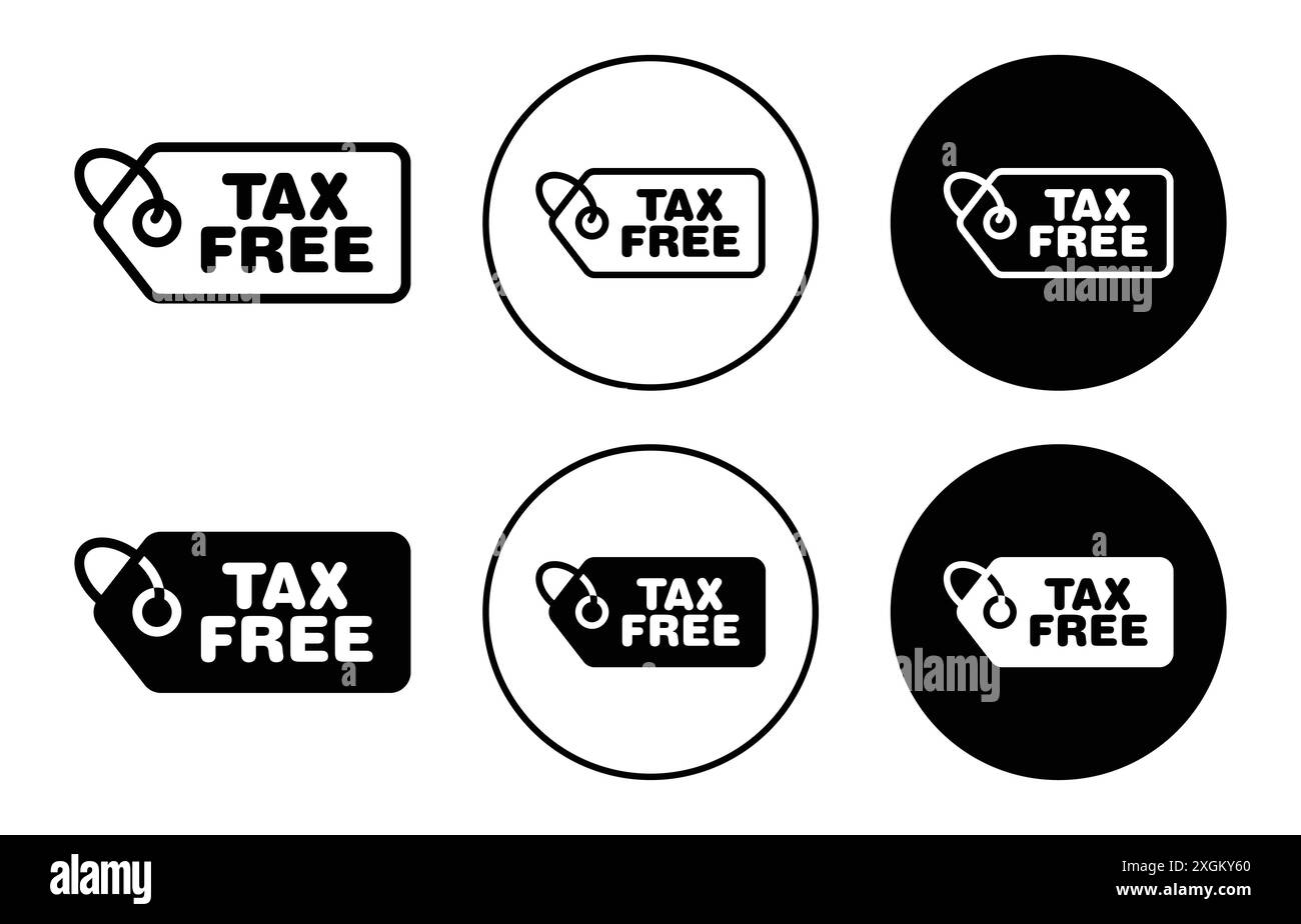 Tax free Icon logo sign vector outline in black and white color Stock ...