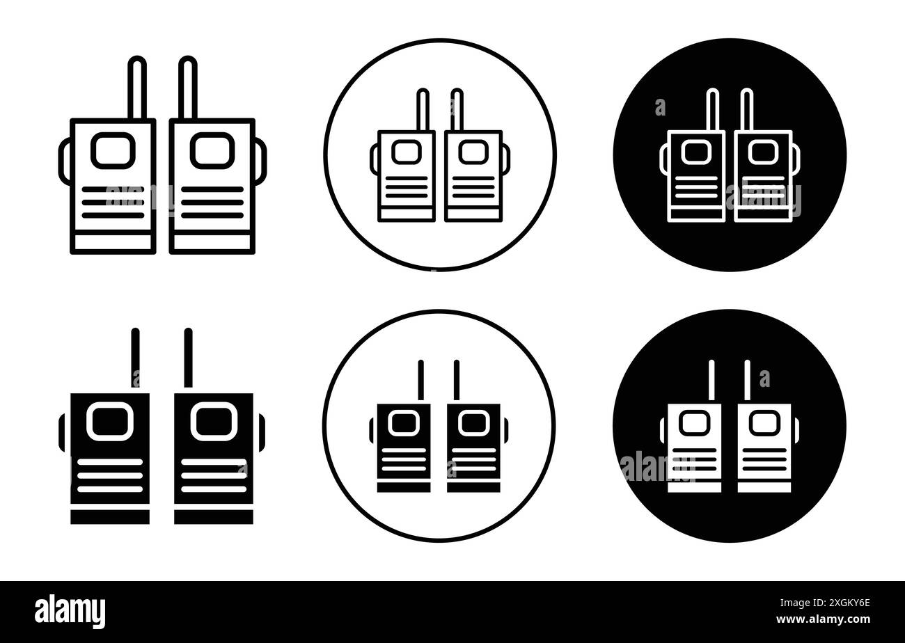 Two way radio icon logo sign vector outline in black and white color ...