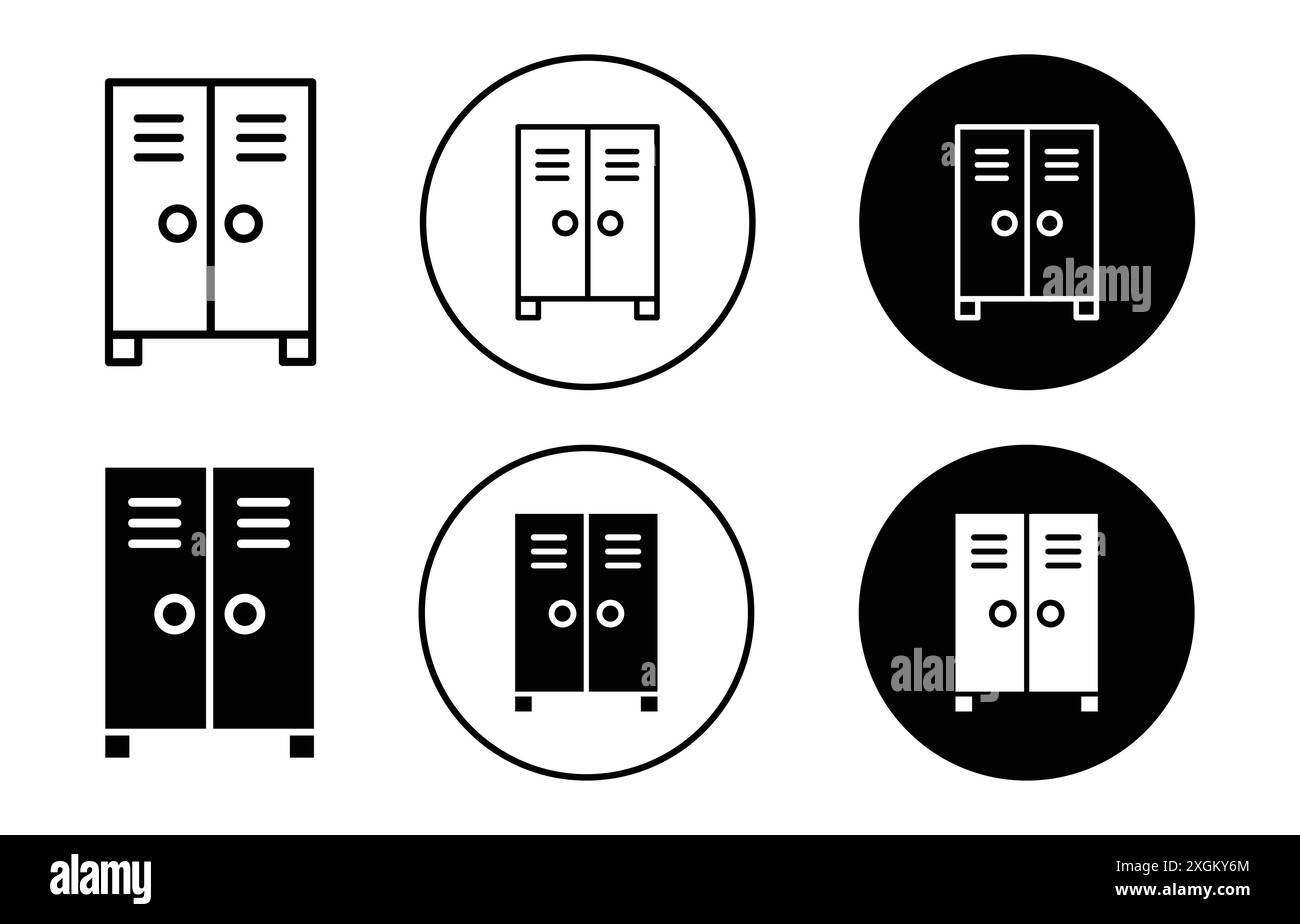 Locker icon logo sign vector outline in black and white color Stock ...