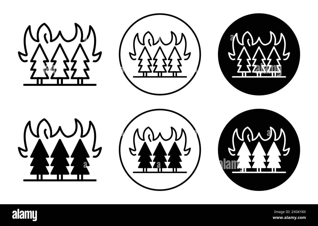 Wildfire disaster icon logo sign vector outline in black and white ...