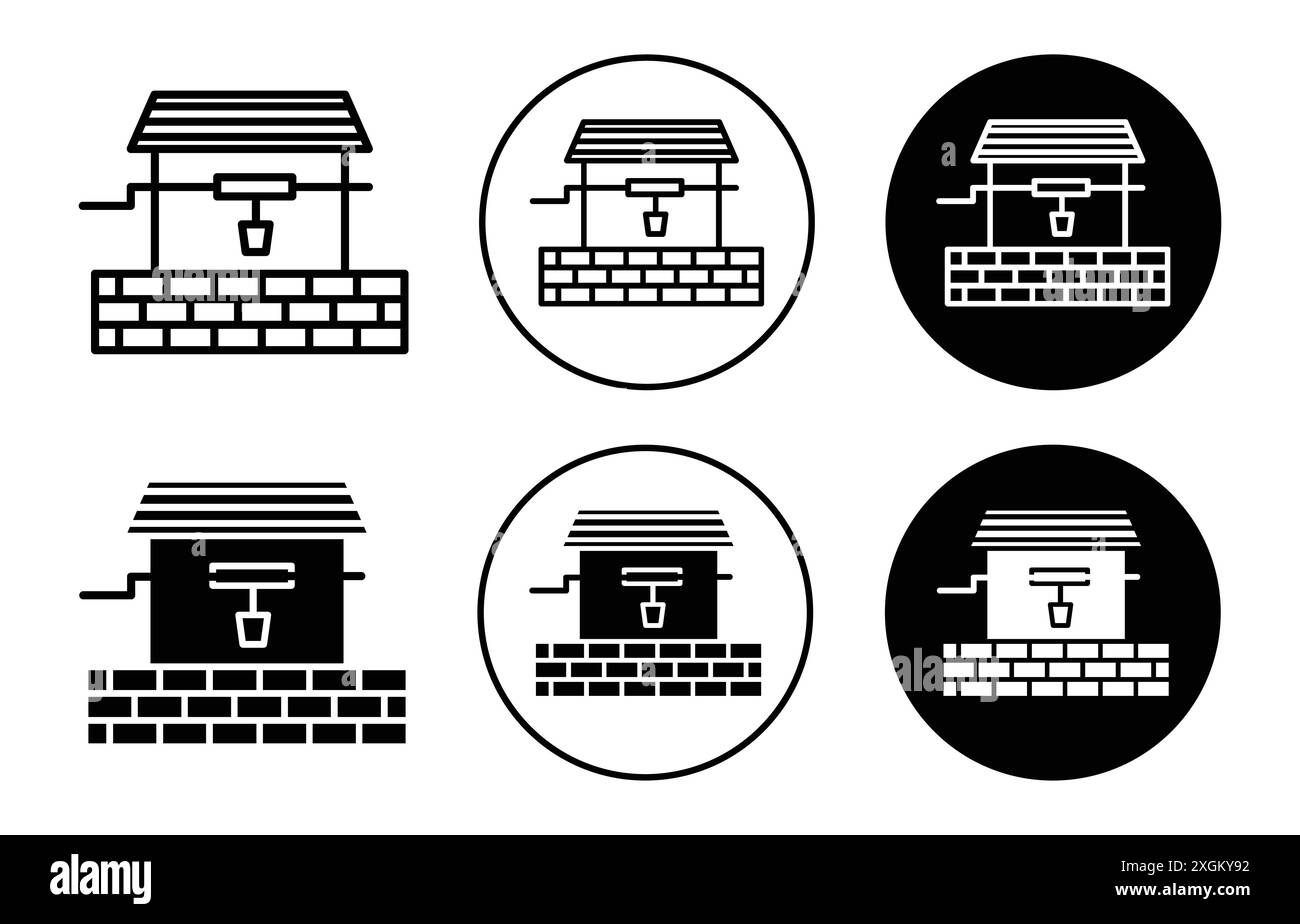 Well icon logo sign vector outline in black and white color Stock ...