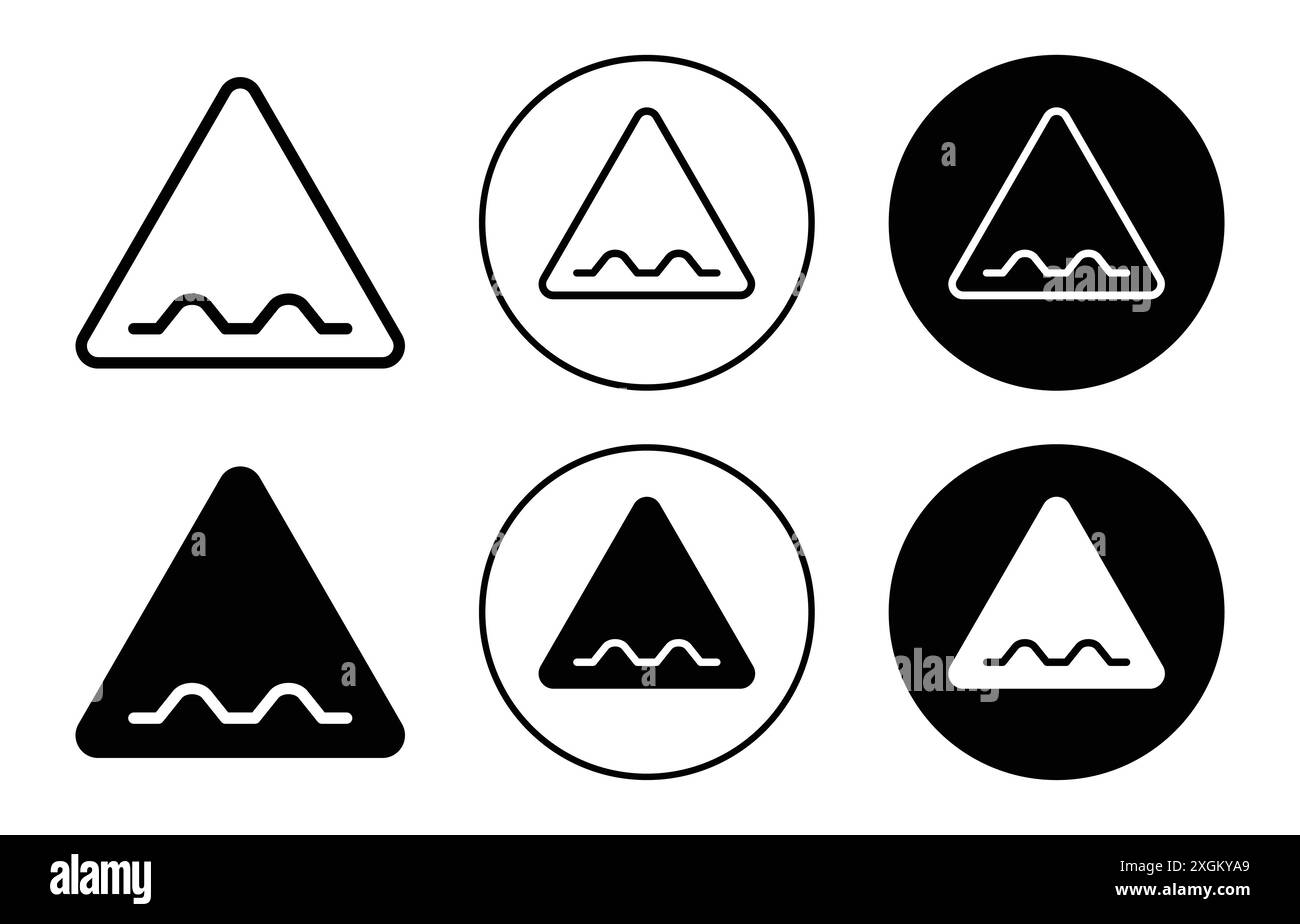 rough road icon logo sign vector outline in black and white color Stock ...