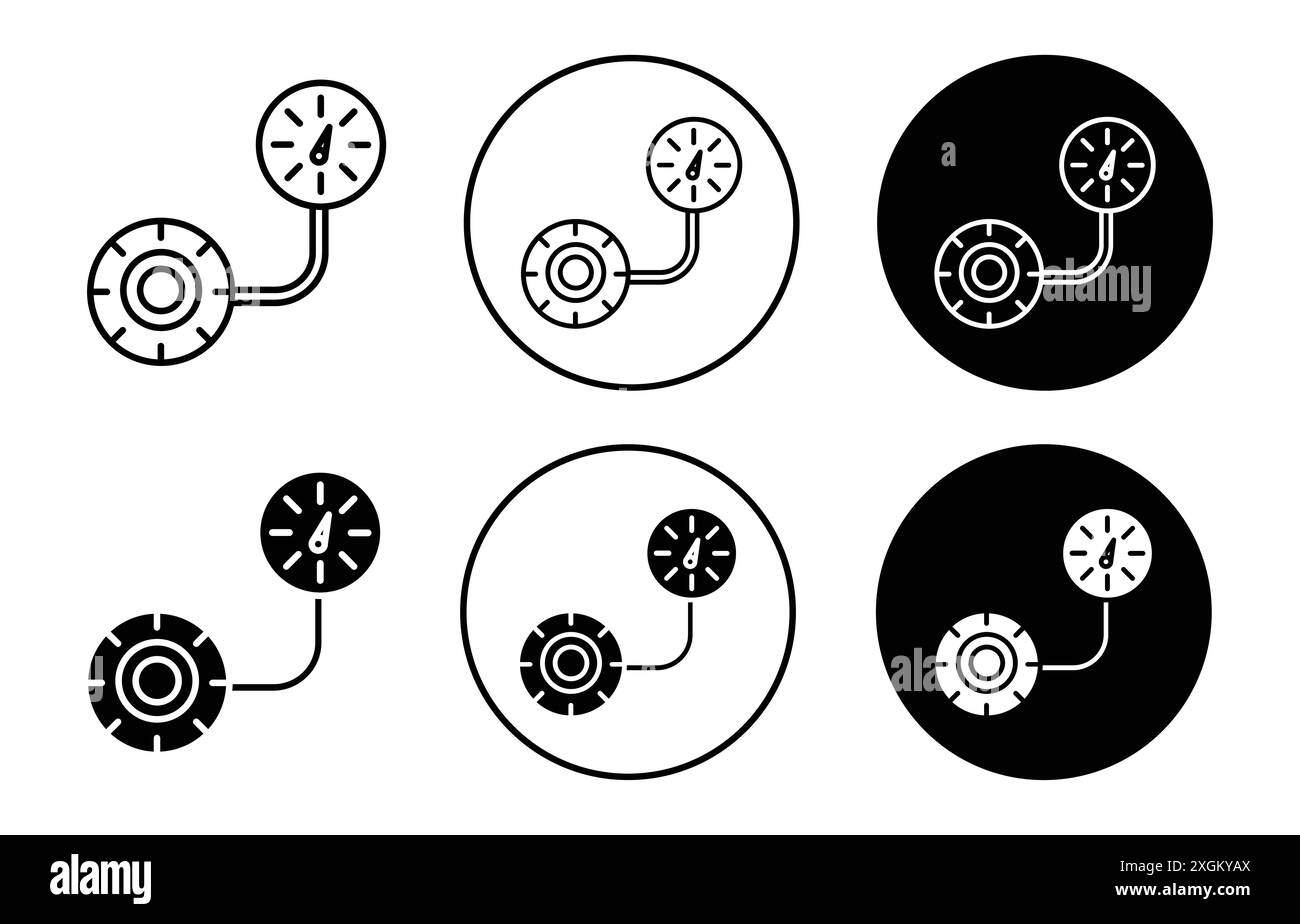 Tire Pressure Monitoring Icon Logo Sign Vector Outline In Black And White Color Stock Vector