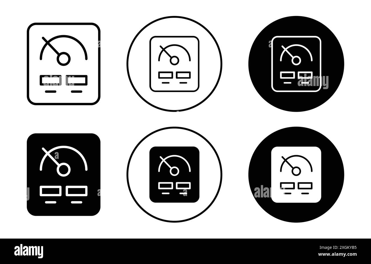 Meter icon logo sign vector outline in black and white color Stock ...