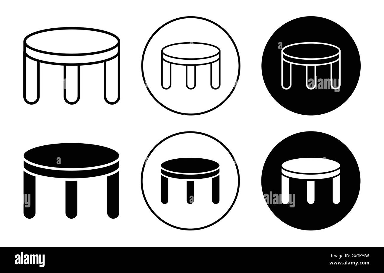 Stool icon logo sign vector outline in black and white color Stock ...