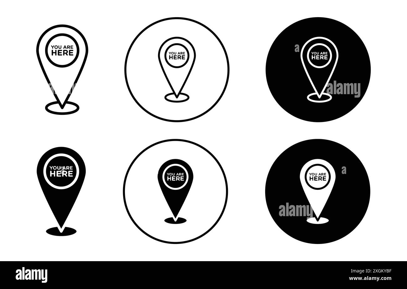 You are Here Pointer Icon logo sign vector outline in black and white color Stock Vector Image ...