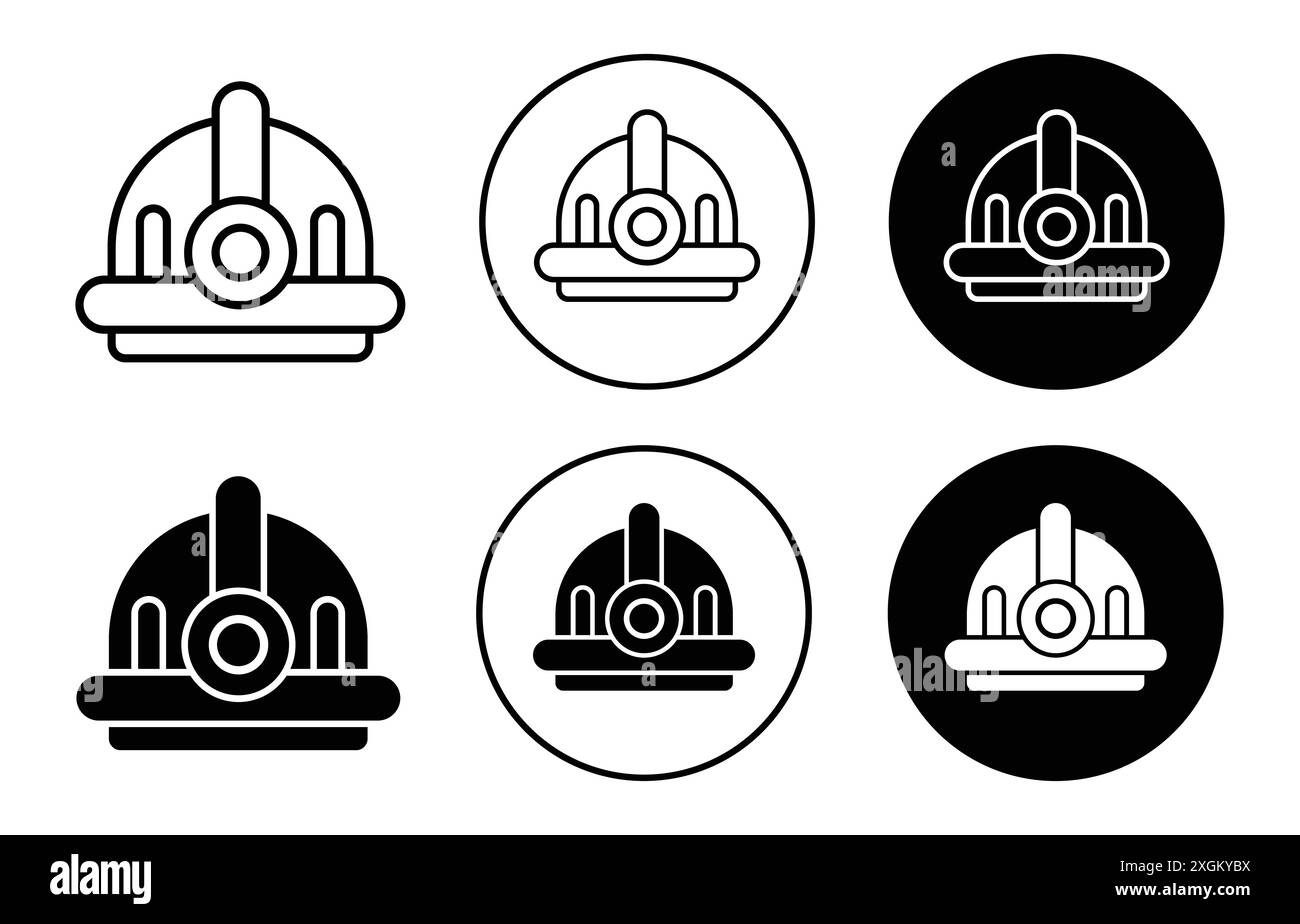 Torch helmet icon logo sign vector outline in black and white color ...