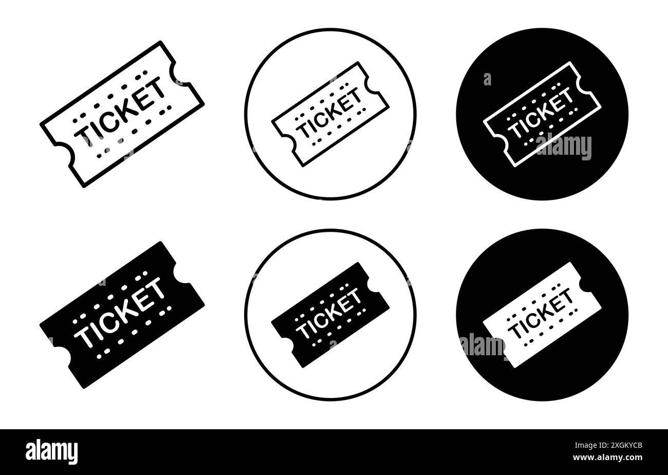ticket icon logo sign vector outline in black and white color Stock ...