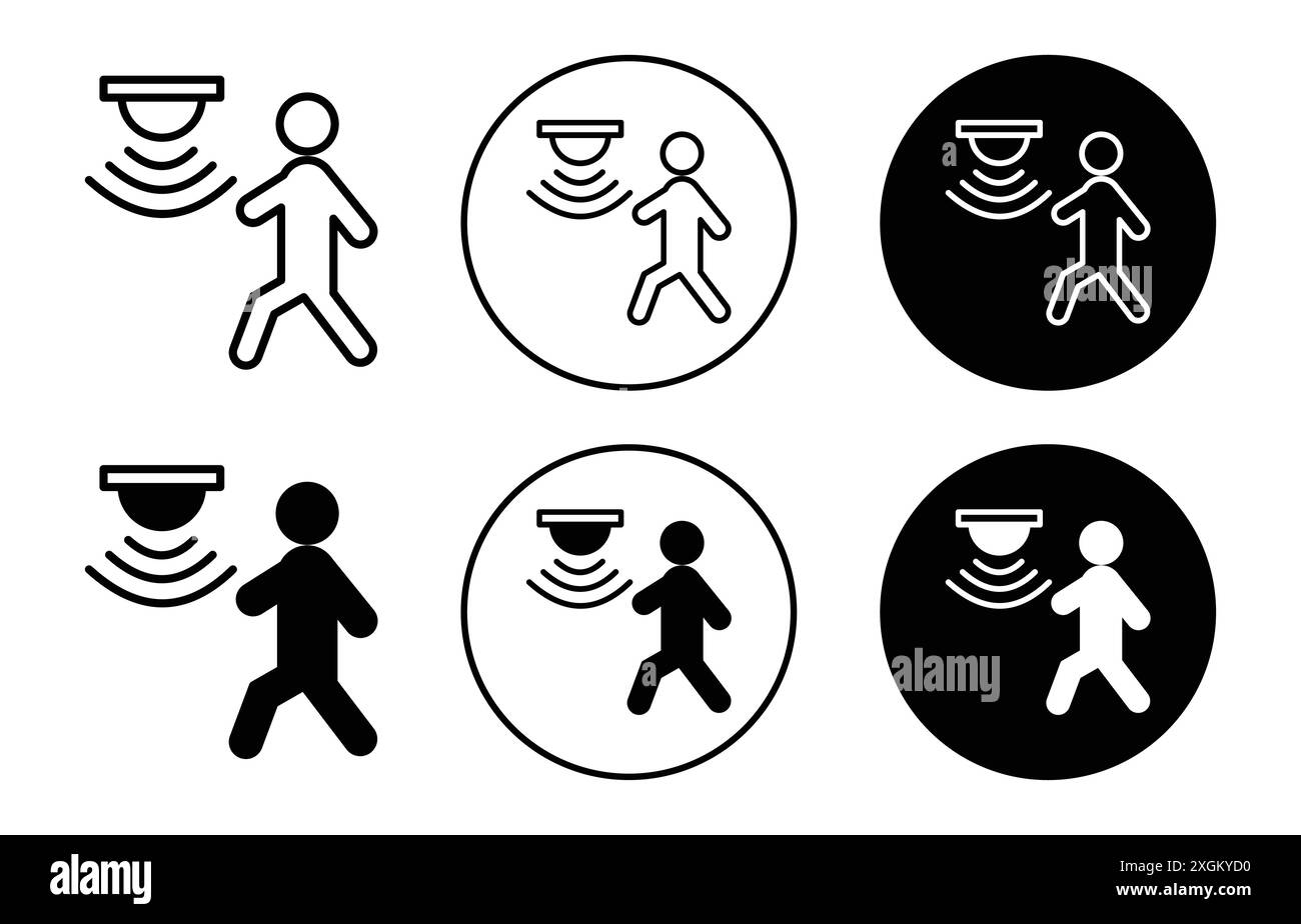 Motion sensor icon logo sign vector outline in black and white color ...