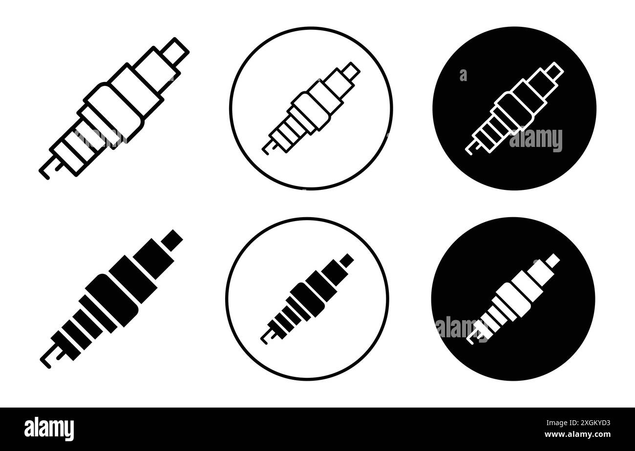 Spark plug icon logo sign vector outline in black and white color Stock ...
