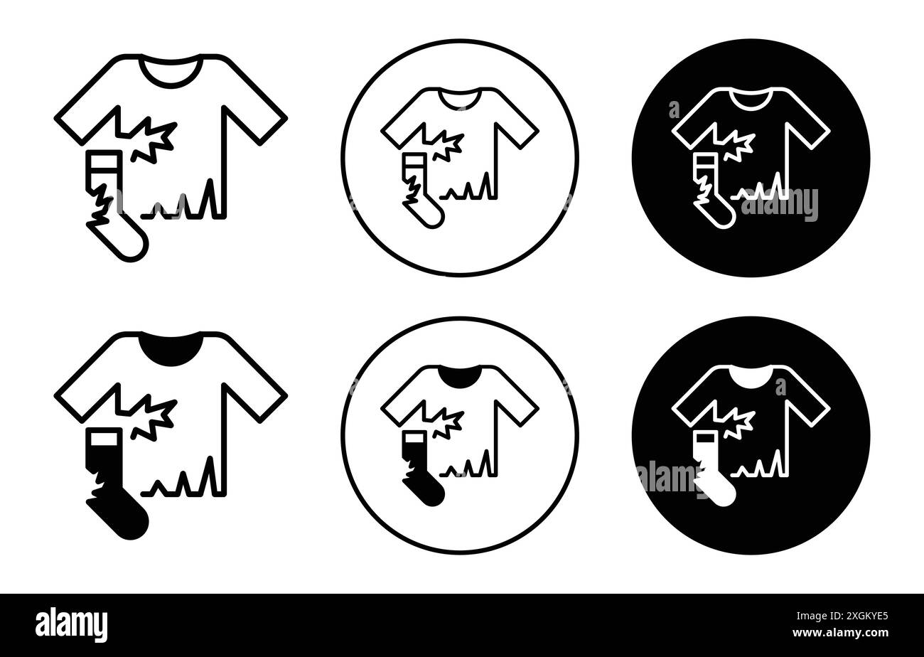 Textile waste icon logo sign vector outline in black and white color ...